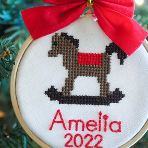 Cross Stitch Ornament Rocking Horse Machine Embroidered Personalized ...