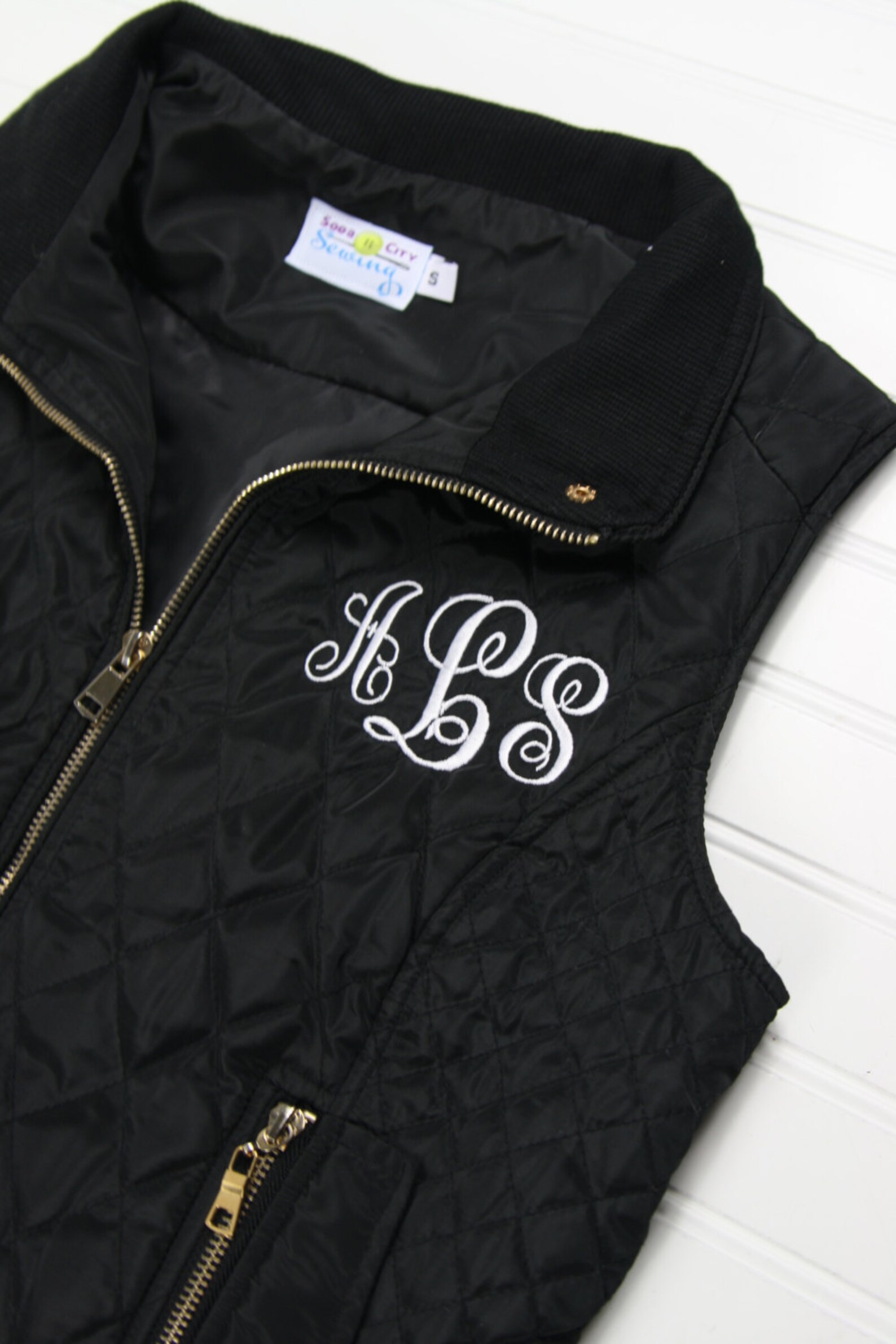 Women's Small Quilted Vest Ladies Monogram Vest Black | Etsy