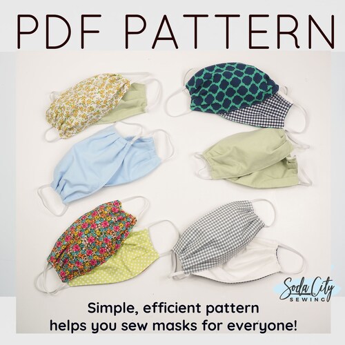 Face Mask With Pocket Sewing Pattern 2 Sizes PDF Sewing - Etsy