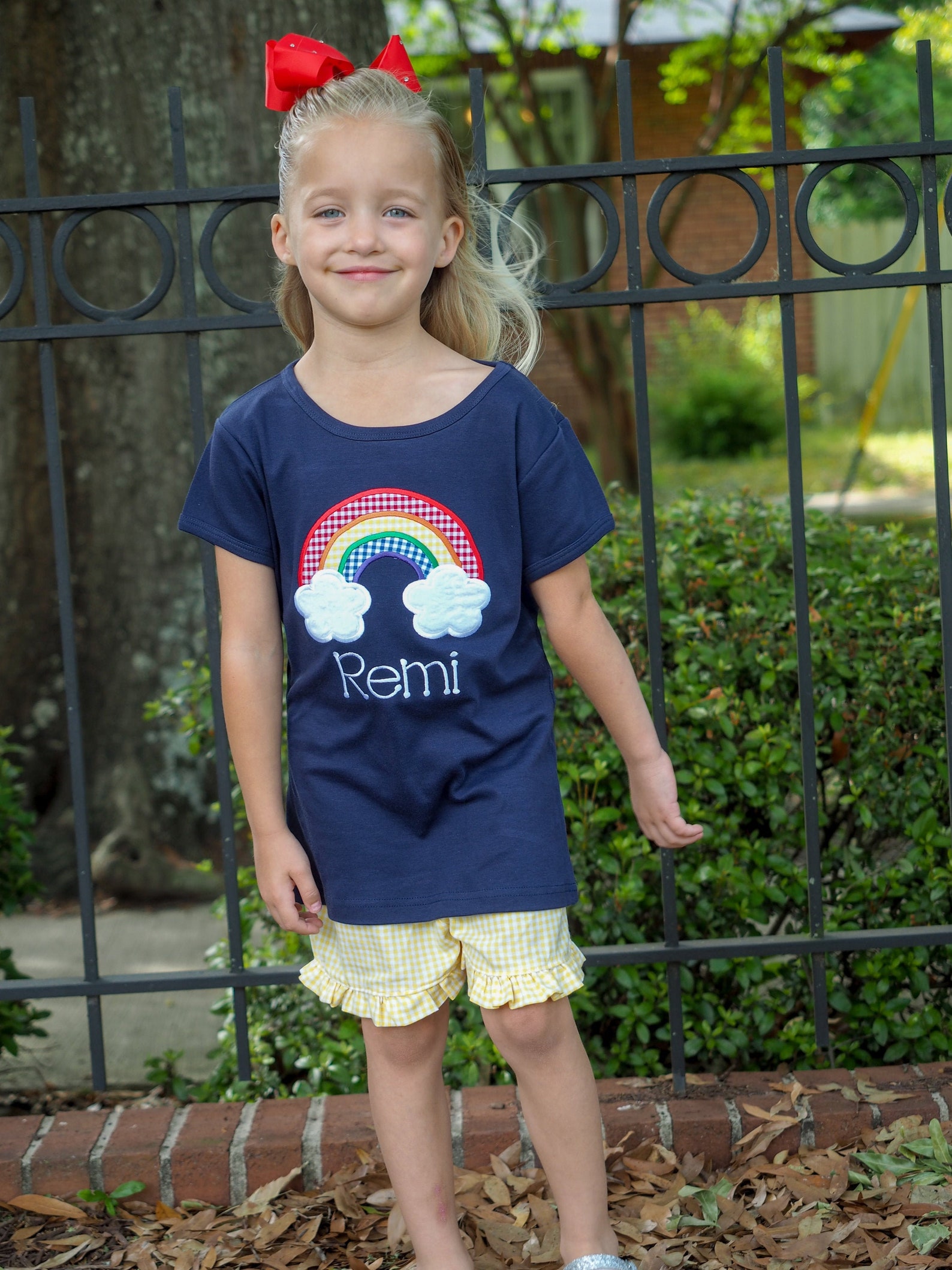 Girls Personalized Rainbow Tee Navy Girls Fit Applique Shirt - Etsy