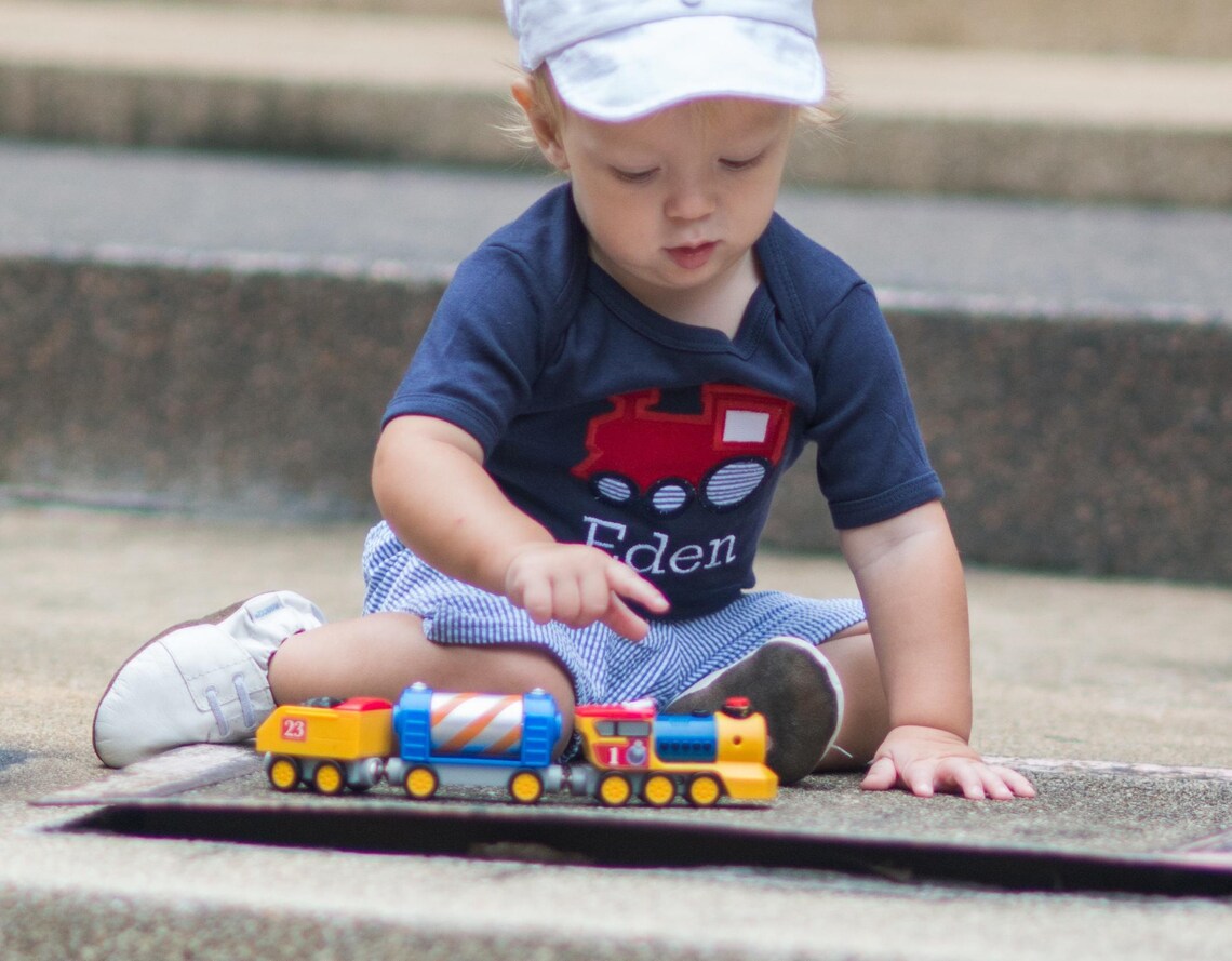 Boys Seersucker Shorts - Baby Boy Train Outfit - Classic Boys Clothes ...
