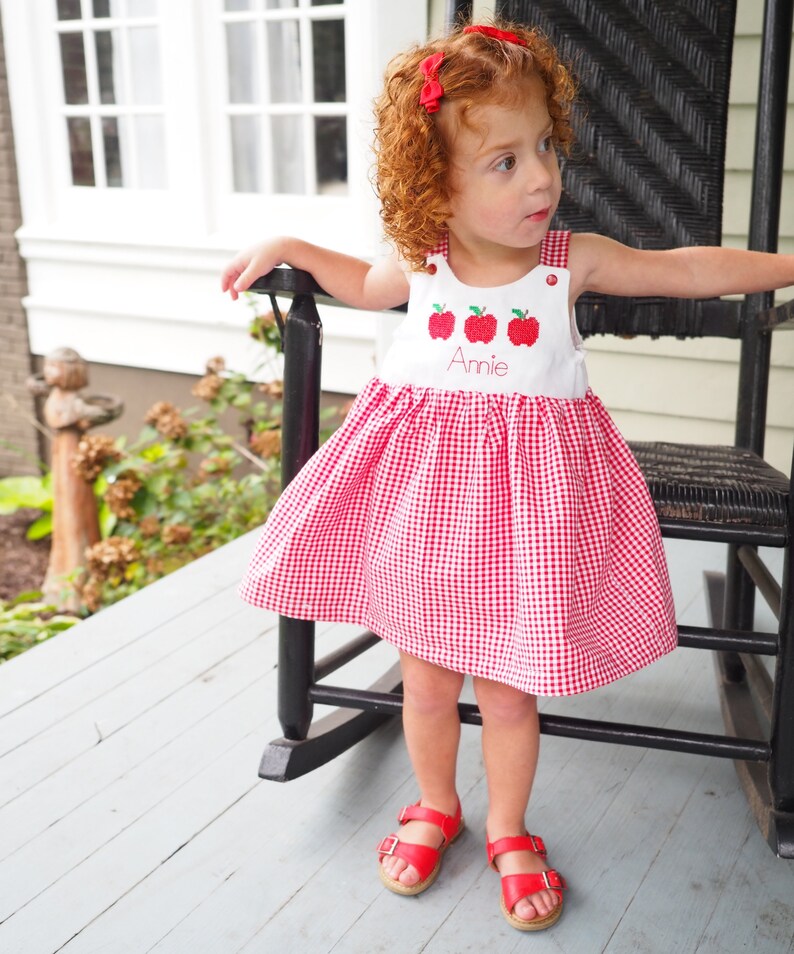 First Day of School Apple Dress Personalized Girls Back to - Etsy