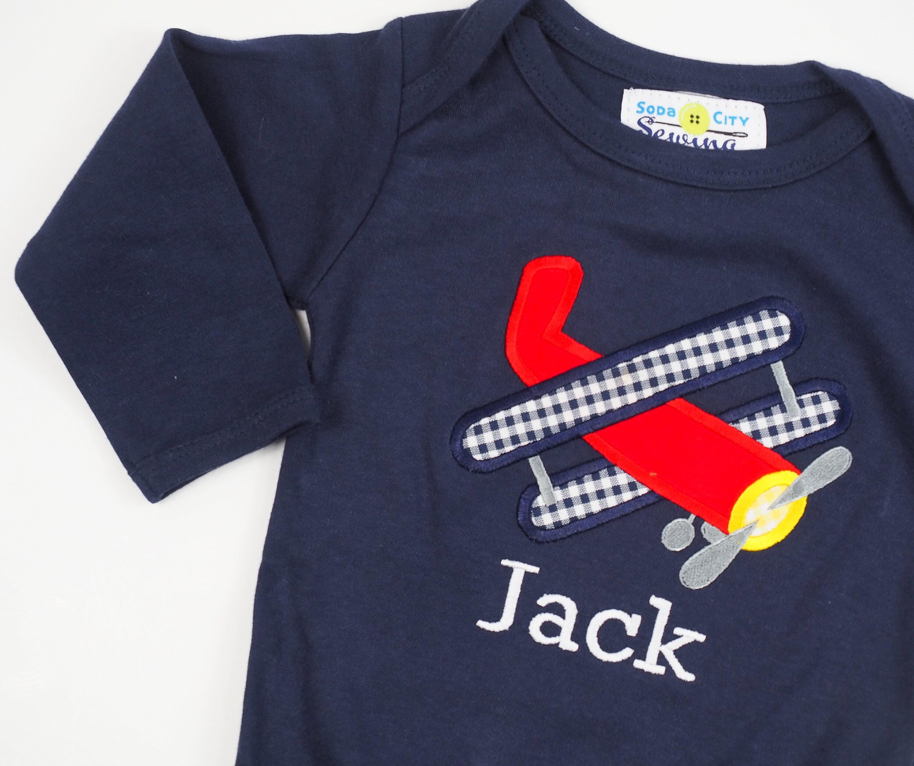 Vintage Airplane Shirt - Boys Applique T-shirt - Baby Boy Gift Clothes ...