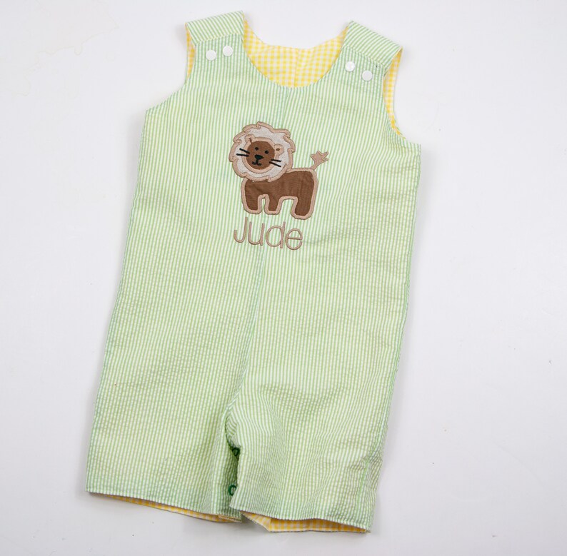 Boys Summer Jon Jon Outfit Reversible Gingham and Seersucker | Etsy