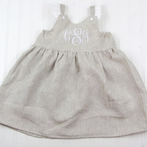 Toddler Linen Flower Girl Dress - Infant Ruffle Dress - Baby Girl Outfit - Girls Easter Dress ...