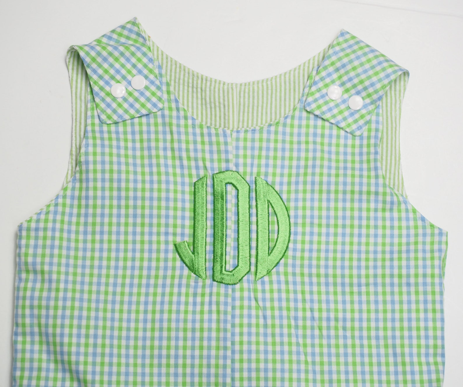 Reversible Boys Summer Jon Jon - Monogrammed Initial Seersucker Gingham ...