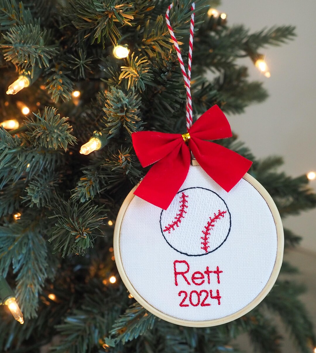 Baseball Embroidered Ornament - Personalized Stocking Stuffer Gift for ...