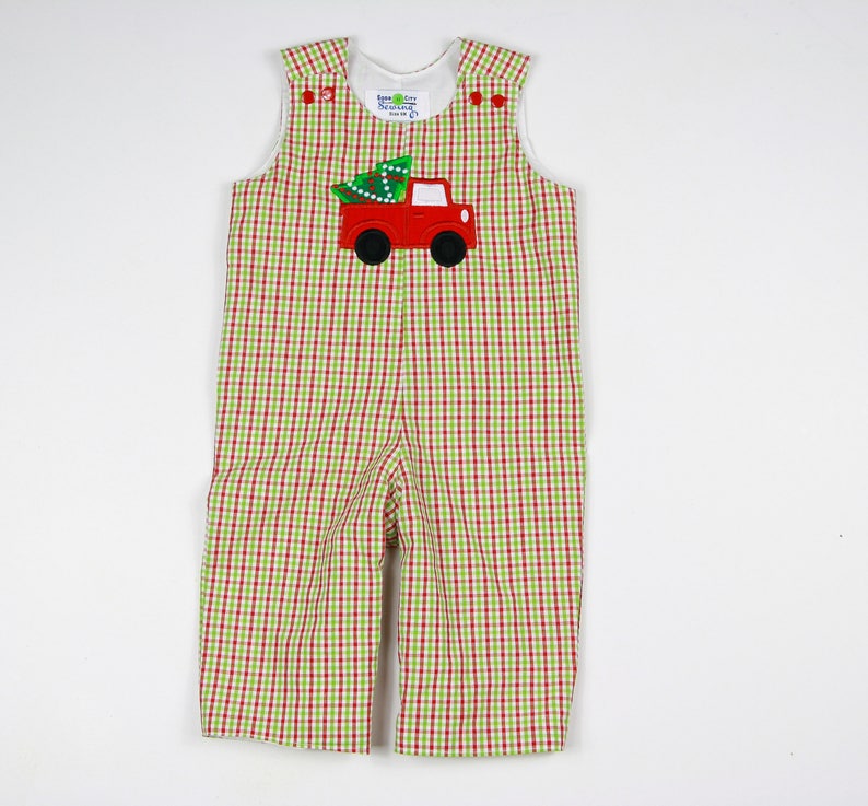 Preppy Christmas Overalls Red Green Gingham Outfit | Etsy