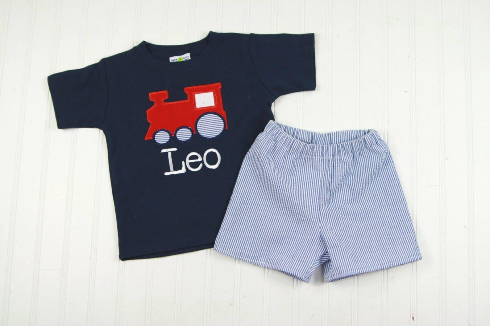 Boys Seersucker Shorts - Baby Boy Train Outfit - Classic Boys Clothes ...