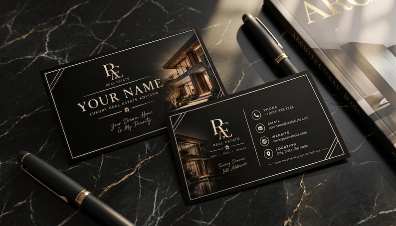 Luxury Real Estate Business Card Template, Realtor Business Card ...