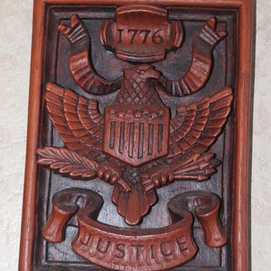 Vintage 1776 Justice Wooden Eagle Wall Plaque/wooden Wall Hanging - Etsy