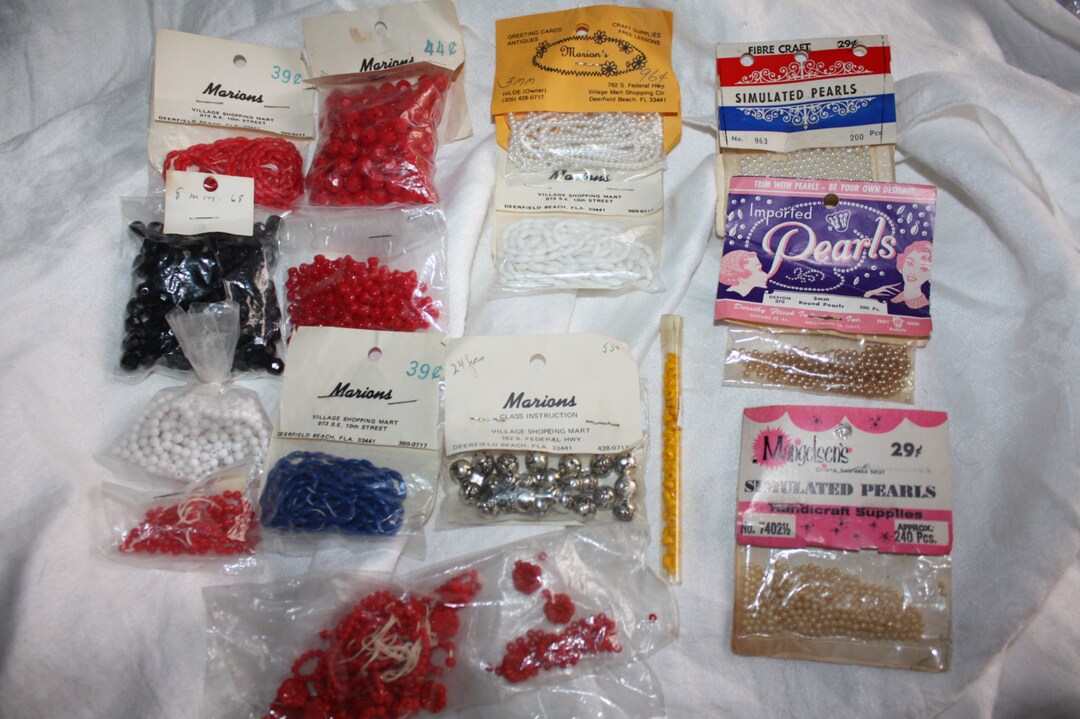 Vintage Plastic Bead Packages Big Lot Pearls, Flowers, Rounds - Etsy
