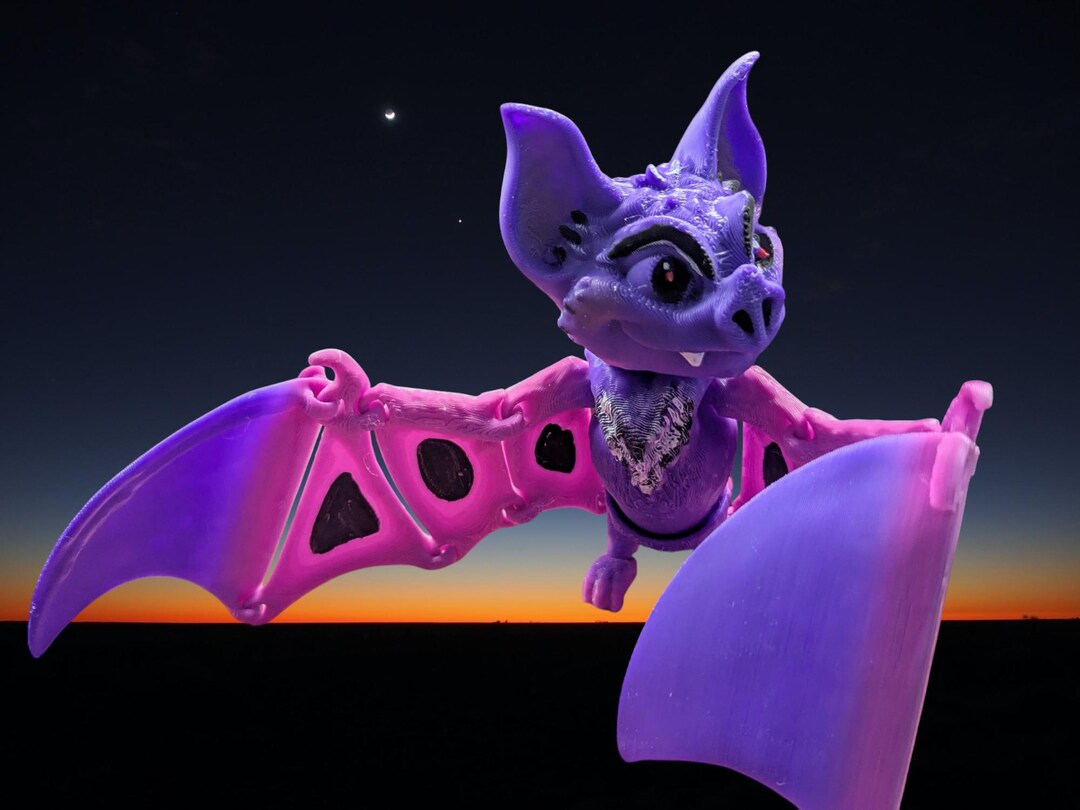 3D Articulated Bat Toy.3d Printed Zombie Bat. Flexible 3D Printed Bat ...