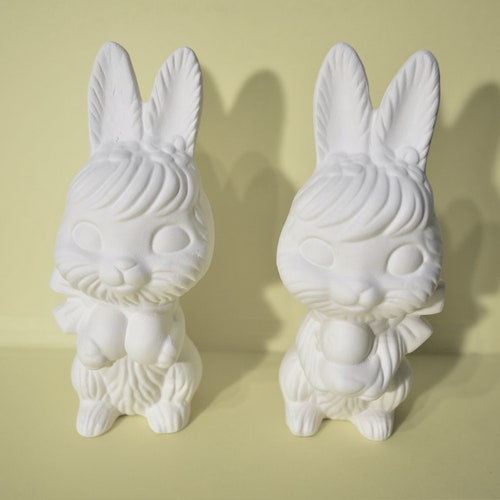 Ready to Paint Very Cute Bunnies Set. Unpainted Ceramic Bisque - Etsy