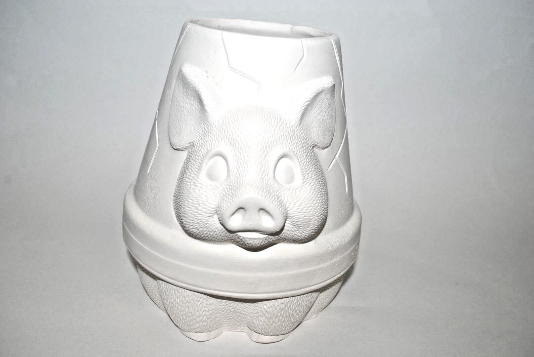 Ceramic Pig Planter.bisque Planter.pig Bisque Planter.pig Bisque Pot ...