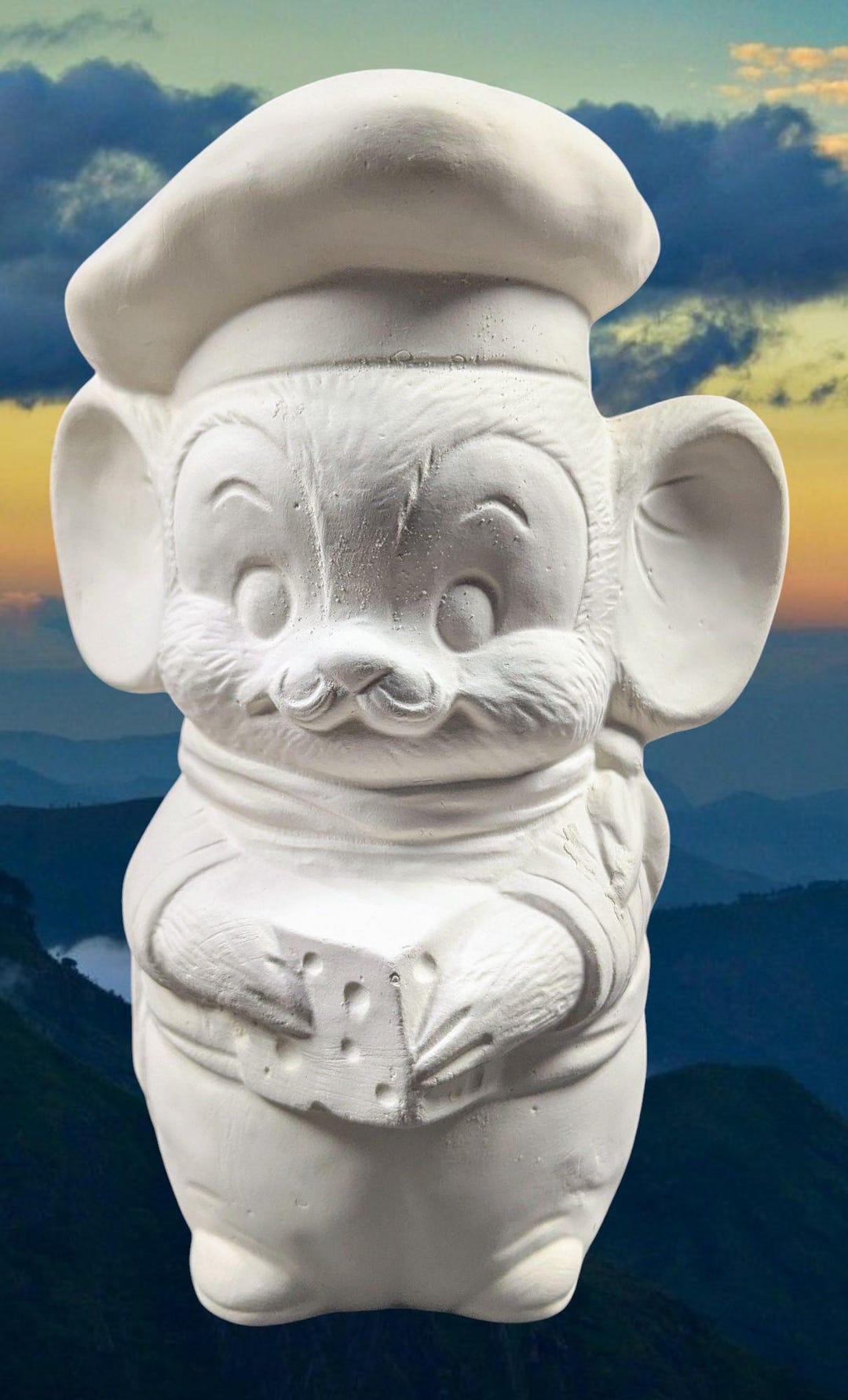 Ready to Paint Mold of Alberta Mouse Cook Holding a Piece of Cheese ...