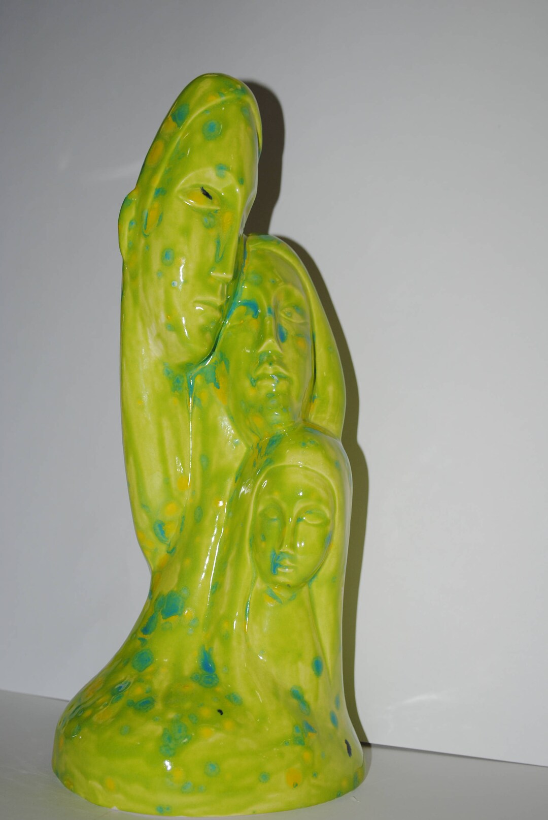 Yellow Green Ceramic Statue.handmade Ceramic Statue.hand Painted ...