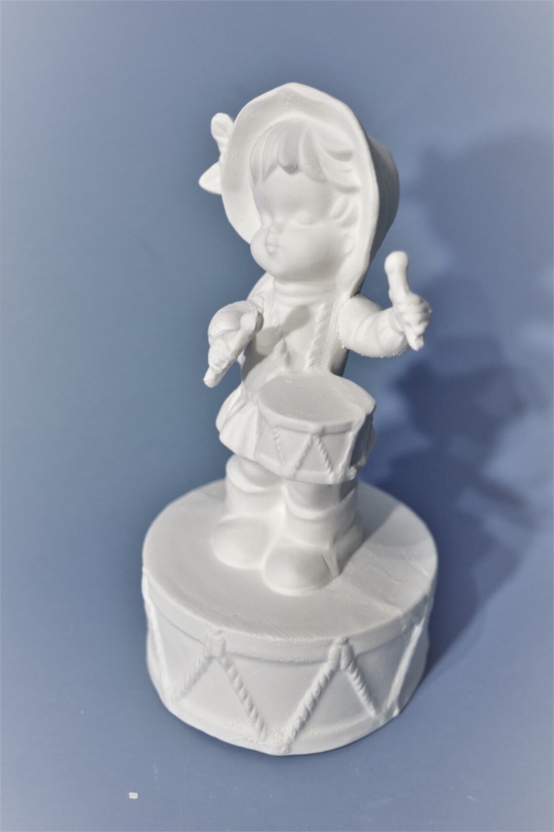Girl Playing Drum Ready to Paint. Ceramic Bisque Figurine. U-painted ...