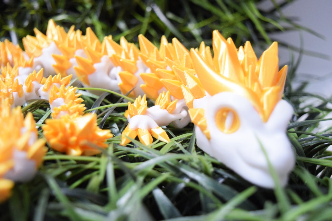 Bambu Dragon.3d Golden White Dragon. Fantasy Dragon Fidget Toy. Desk ...