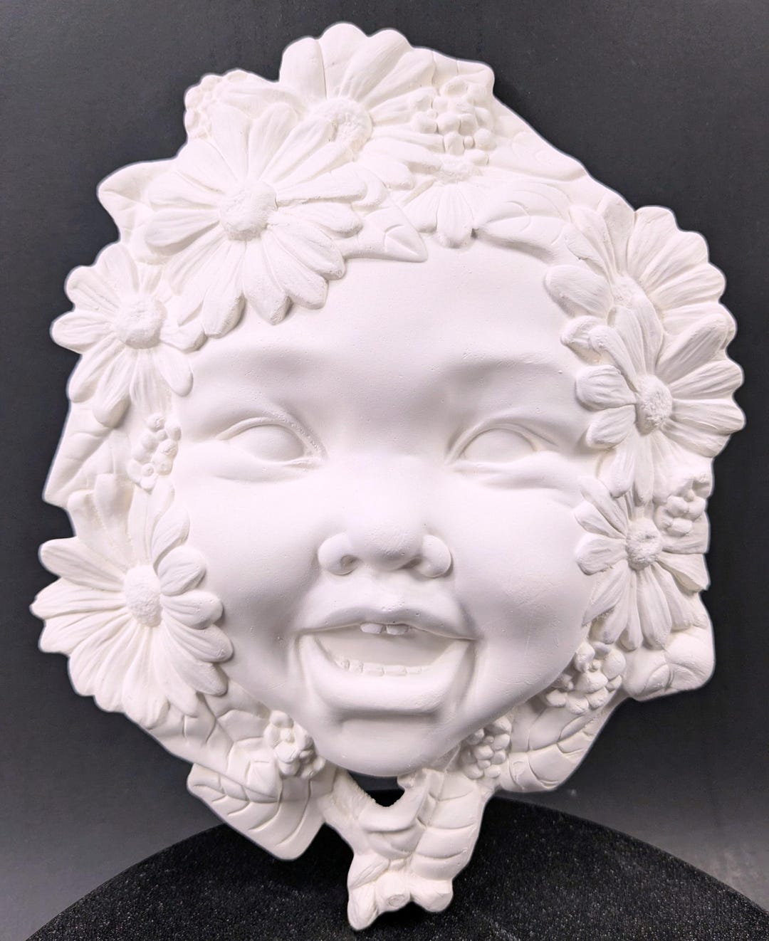 Ready to Paint Child Plaque. Unpainted Ceramic Flower Child Plaque ...