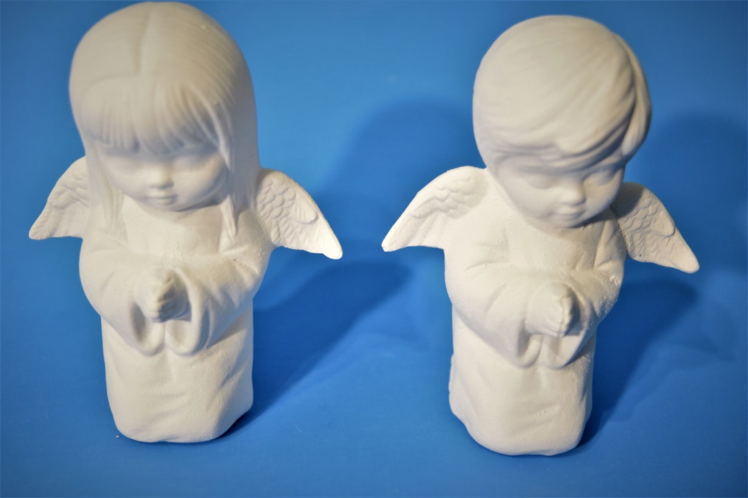 Boy and Girl Angels Praying Ready to Paint.u-paint Ceramic Little Cute ...