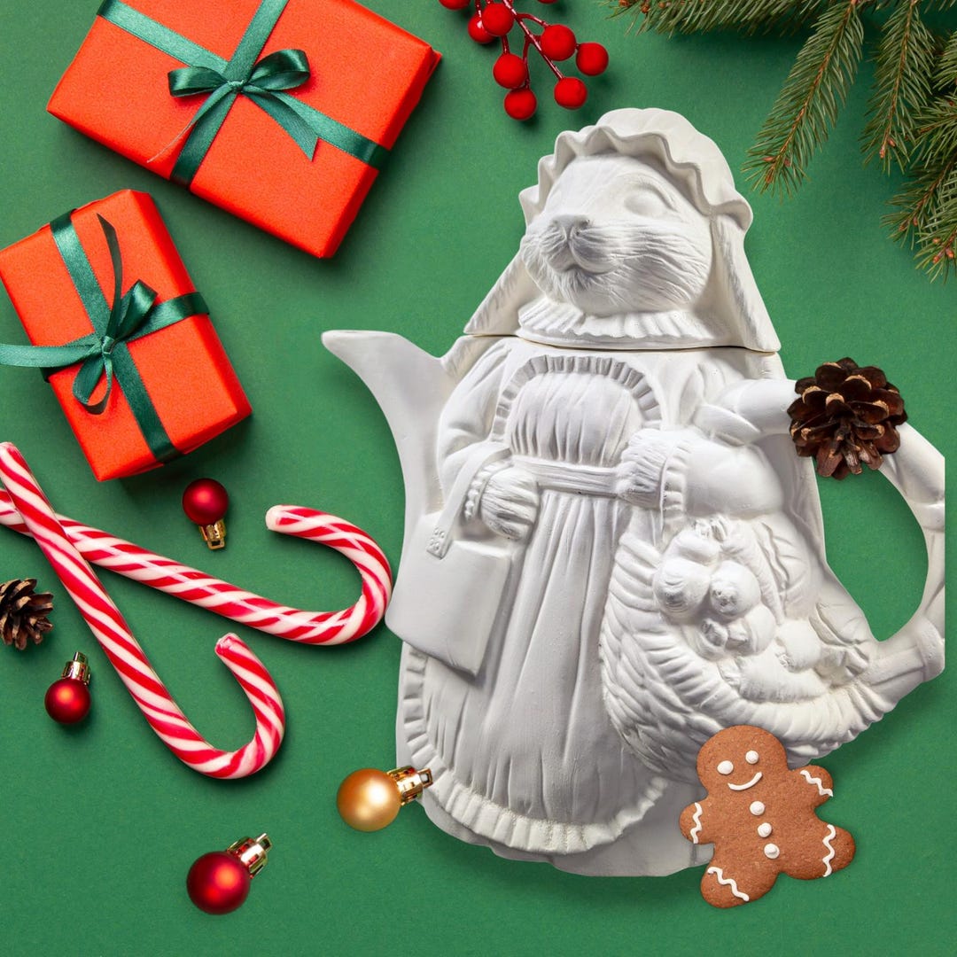 Ready to Paint Vintage Miss Bunny Teapot. Unpainted Ceramic Bisque ...