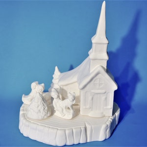 Church With Children Playing Ready to Paint.u-paint Ceramic Bisque ...