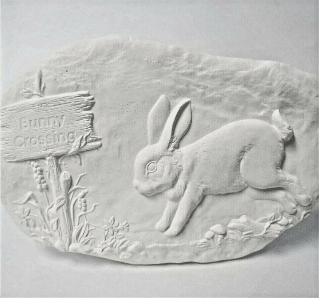 Bunny Crossing Plaque Ready to Paint.ceramic Bisque Unpainted Ceramic ...