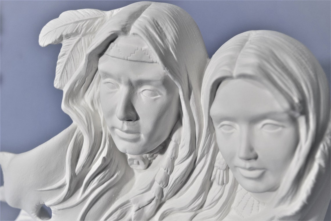 Native American Bust. Ready to Paint Ceramic Indian Couple Bust. Native ...