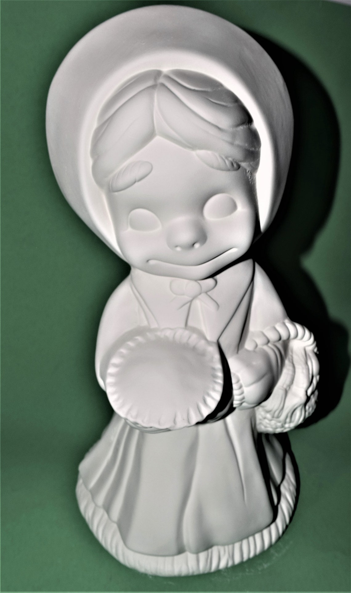 Smiley Pilgrim Unpainted. Ceramic Bisque Ready to Paint Smiley Girl ...