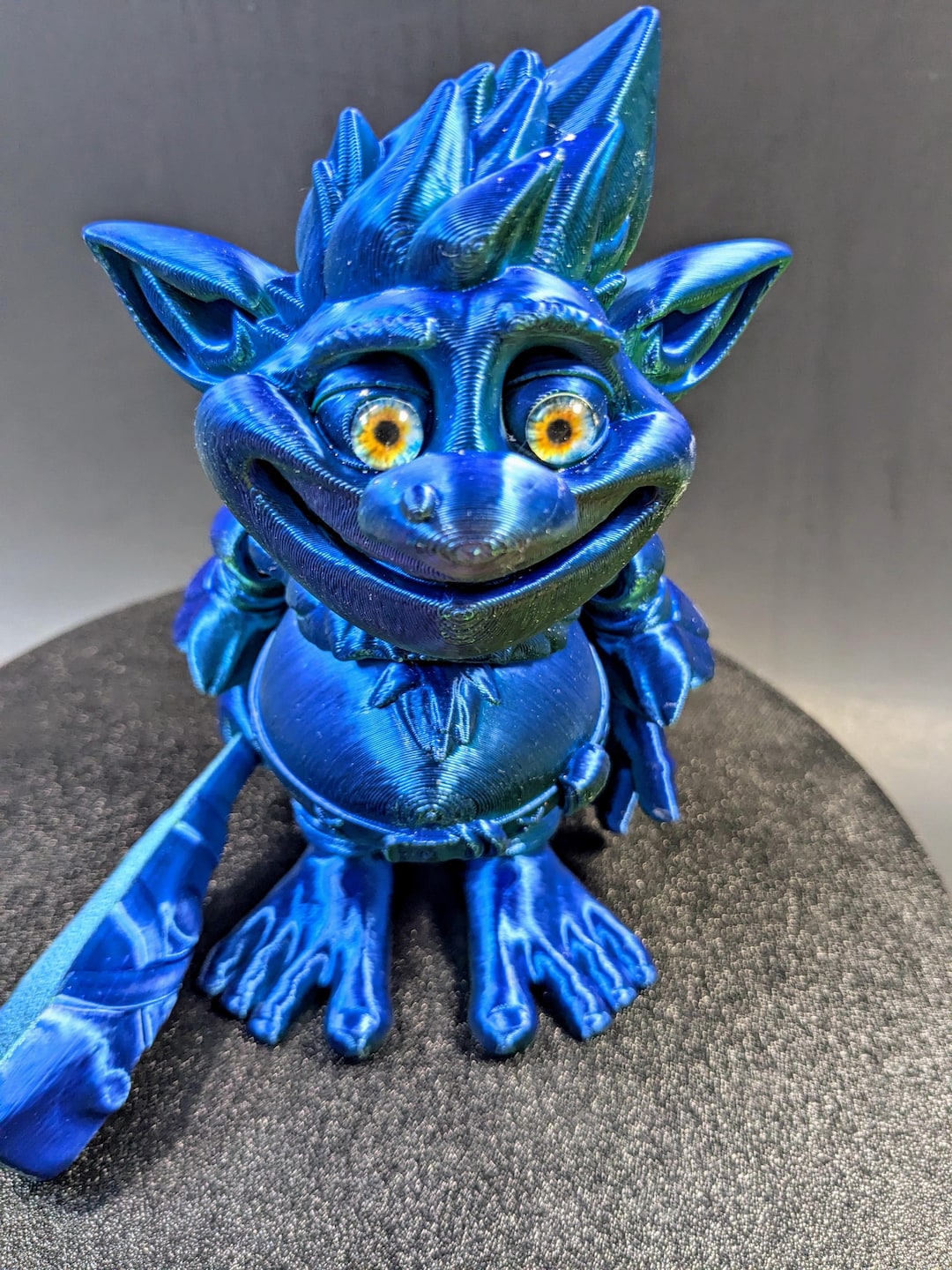 3D Printed Troll. Flexible Troll Toy. Blue Troll Toy.3 D Printed. PLA ...