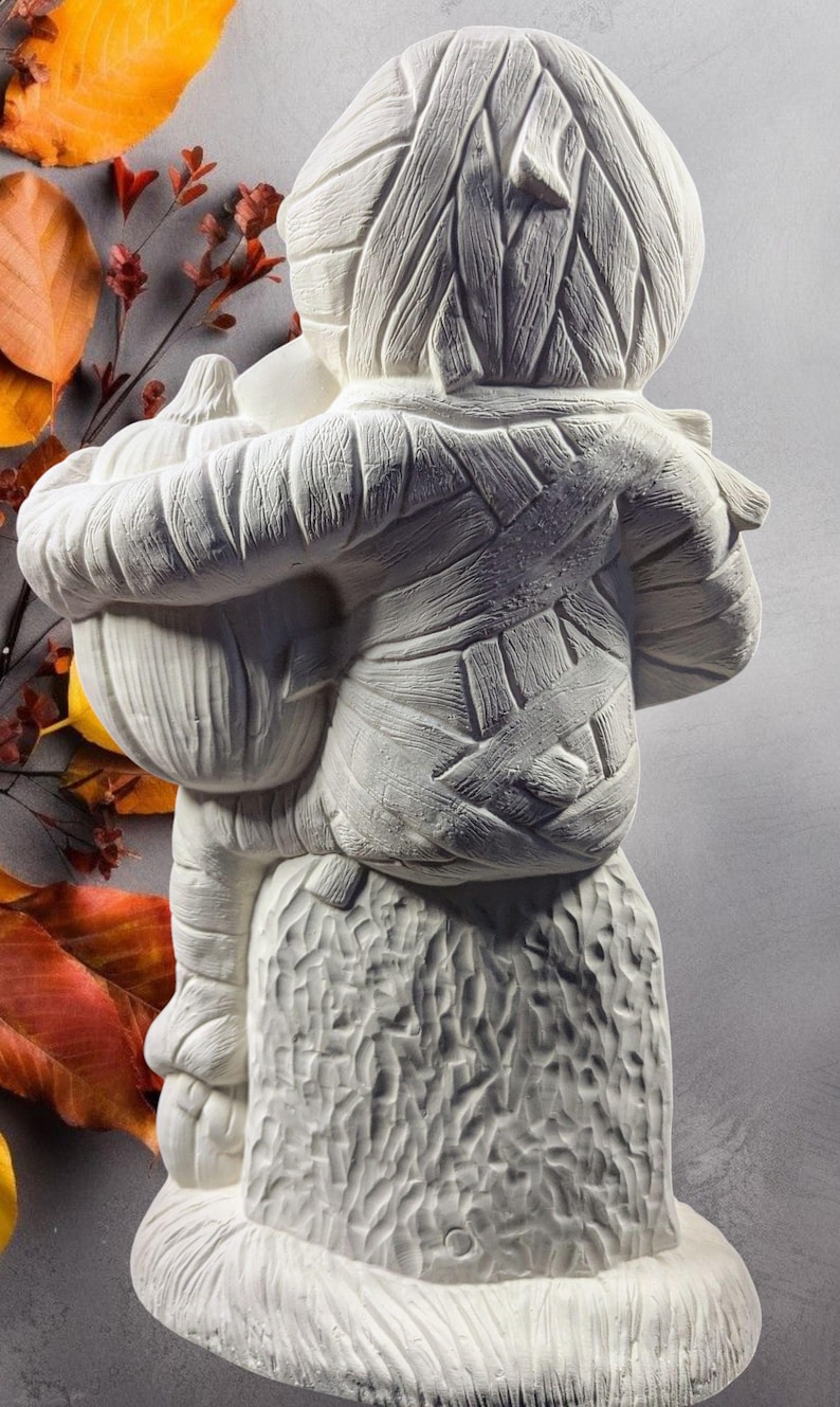 Mummy on Tombstone With a Pumpkin Head-bat. Ready to Paint Halloween ...