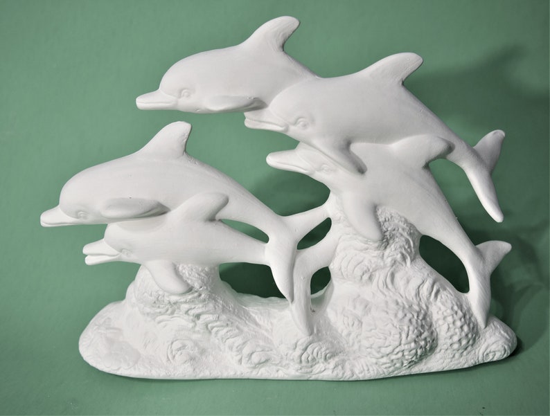 Ready to Paint Dolphins. Ceramic Dolphin Centerpiece. Dolphin Unpainted ...