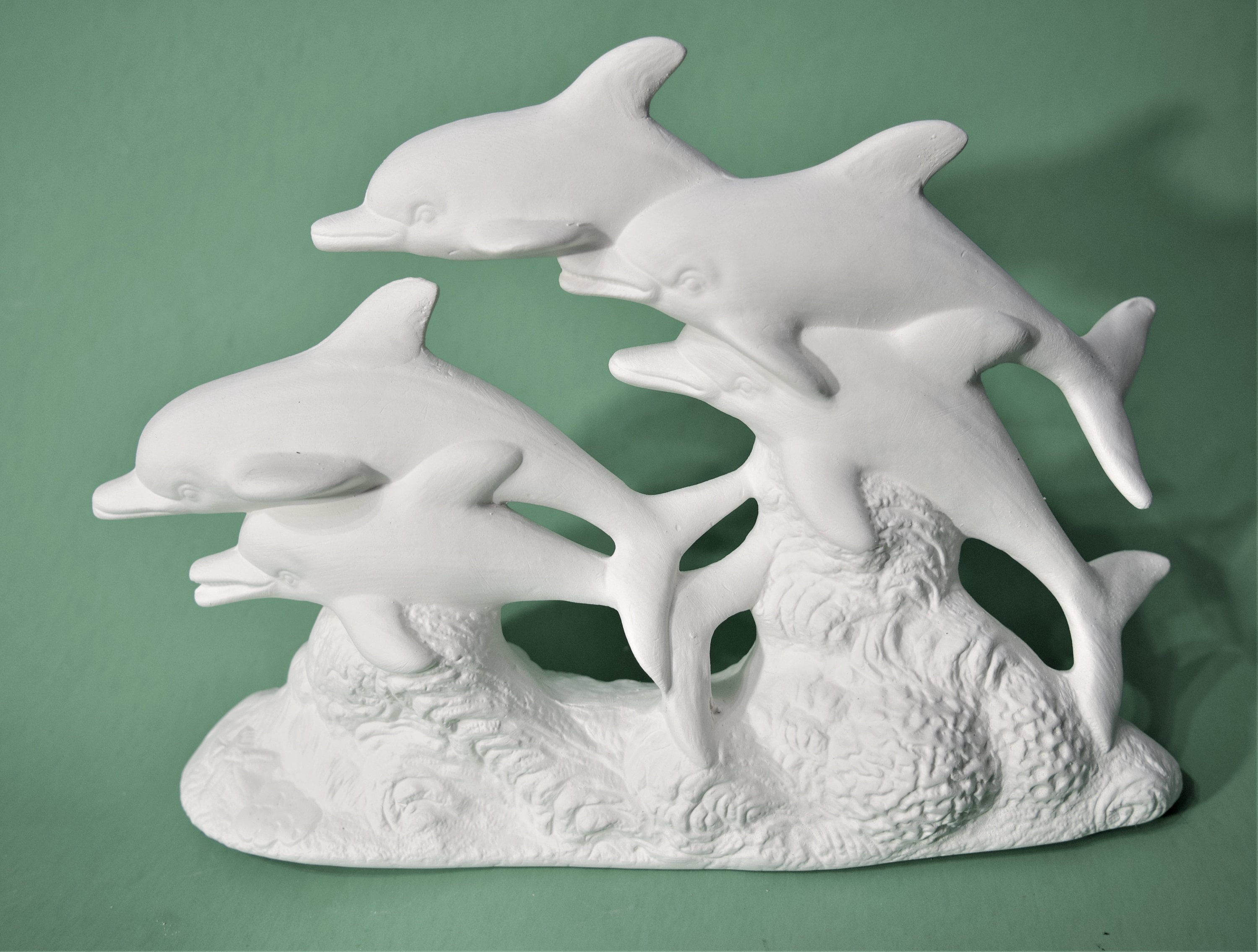 Ready to Paint Dolphins. Ceramic Dolphin Centerpiece. Dolphin Unpainted ...