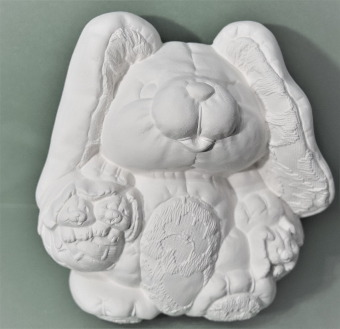 Ready to Paint Vintage Lace Bunny With Babies. Unpainted Ceramic Bisque ...