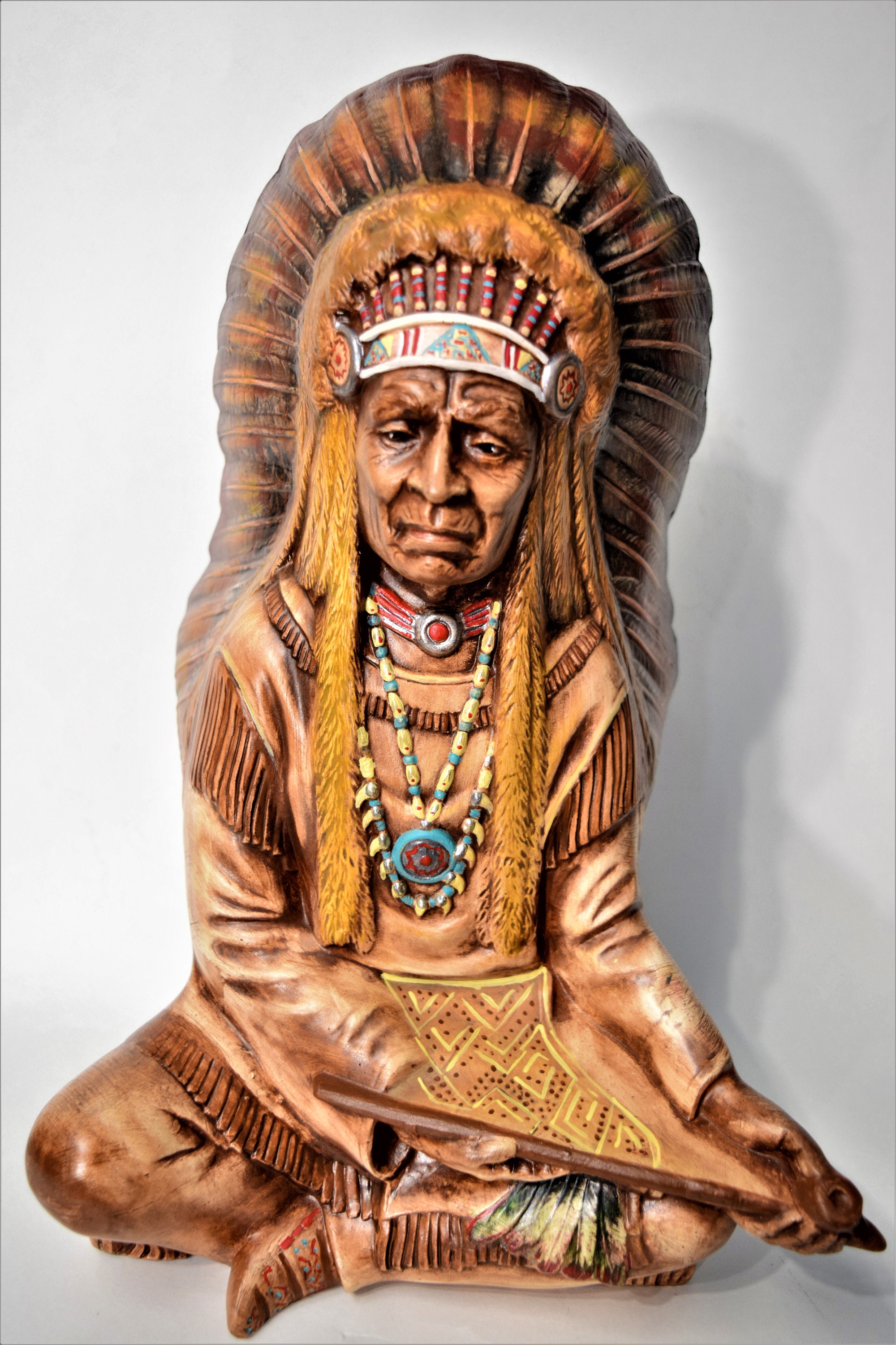 Ceramic Indian Chief.handmade Indian Chief.indian Chief Ceramic ...
