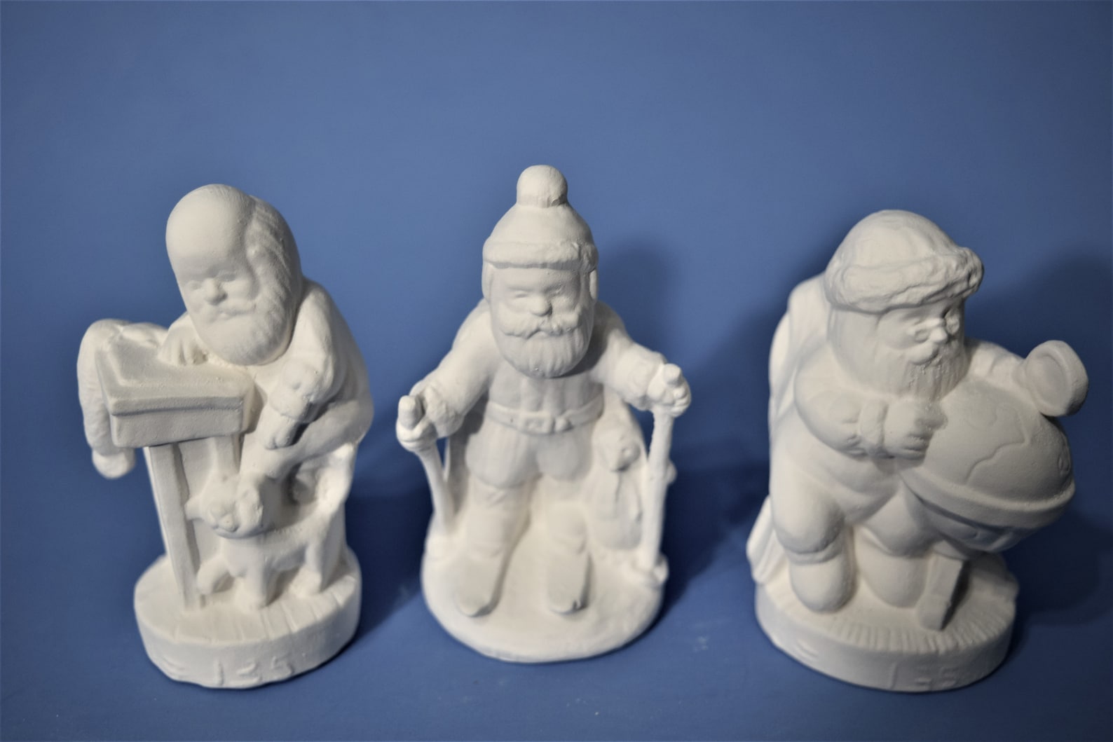 Three Mini Santa Claus Figurines Ready to Paint.Ceramic Bisque | Etsy