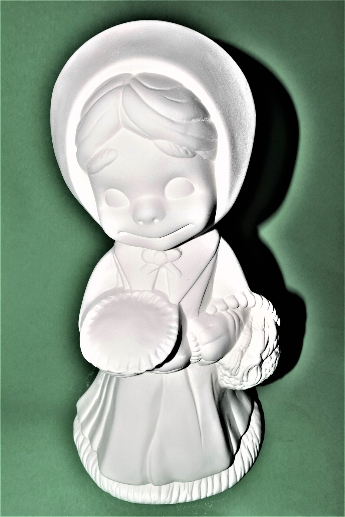 Smiley Pilgrim Unpainted. Ceramic Bisque Ready to Paint Smiley Girl ...