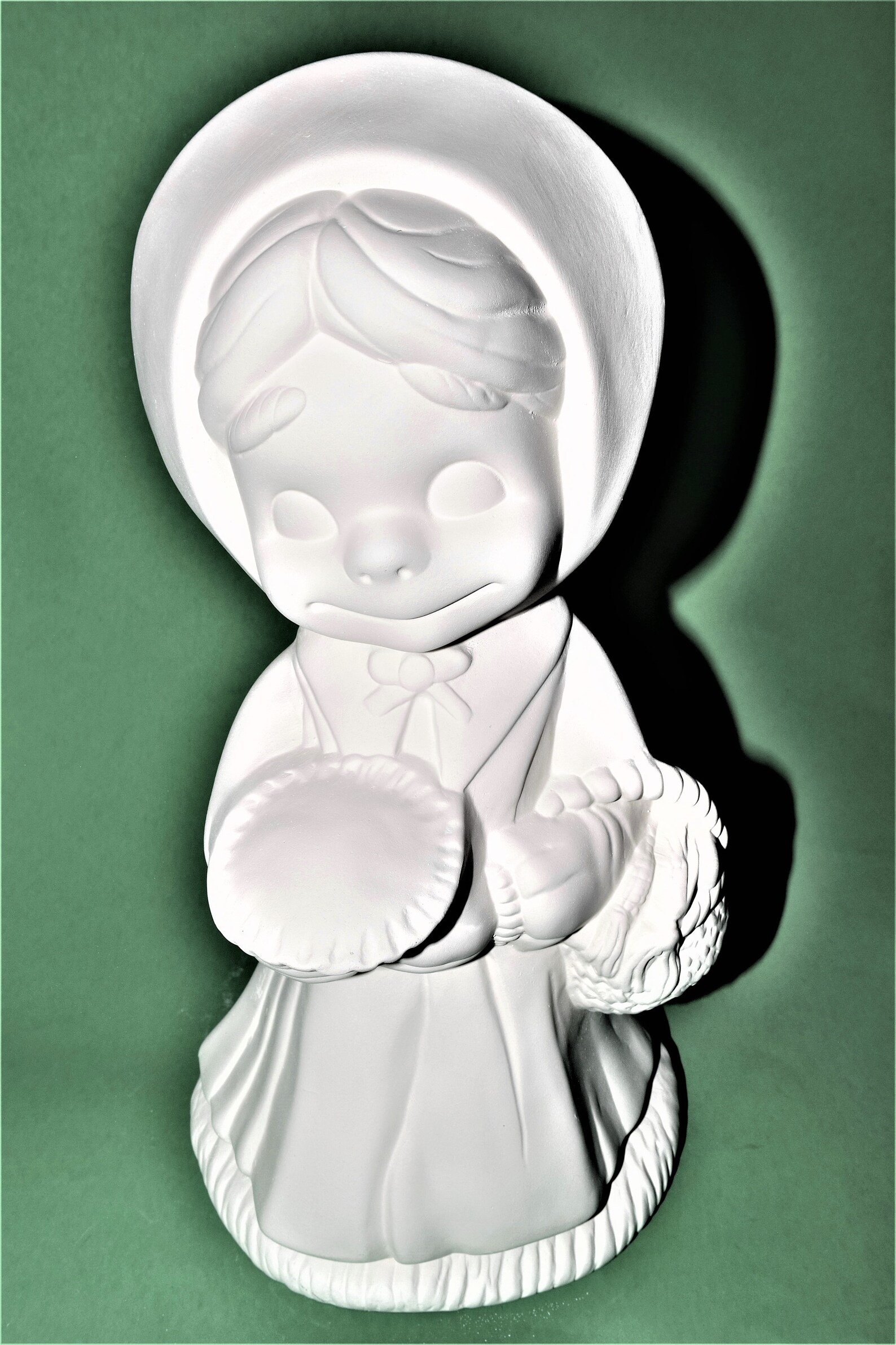 Smiley Pilgrim Unpainted. Ceramic Bisque Ready to Paint Smiley Girl ...