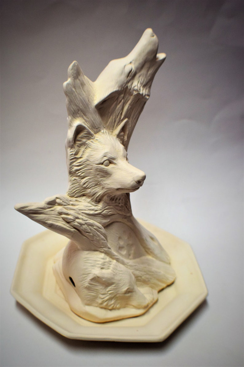 Wolf Statue.ceramic Bisque Incense Burner. Ready-to-paint Incense ...