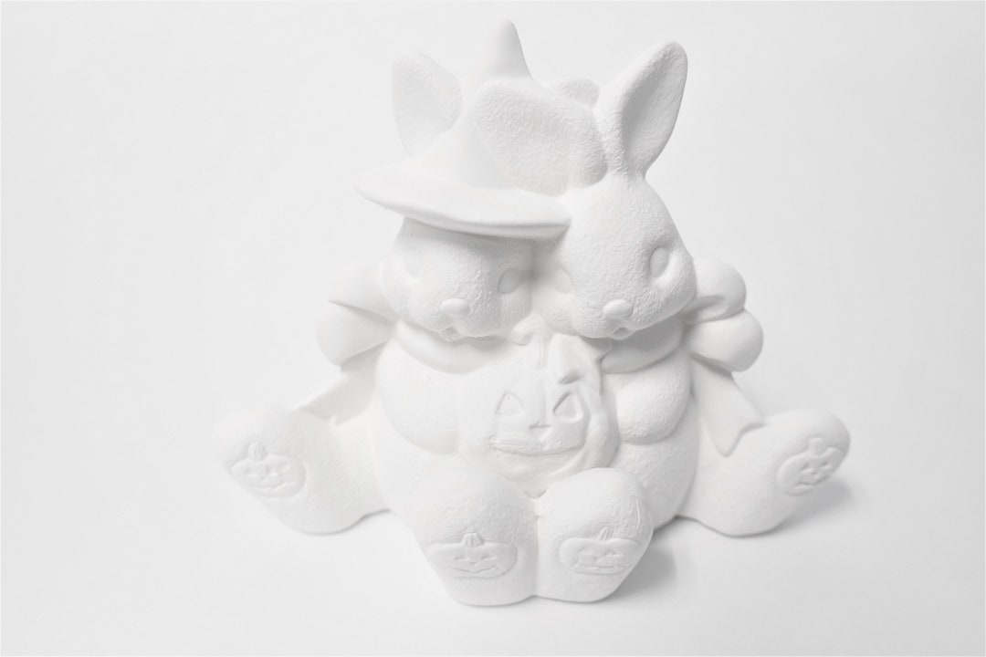 Ceramic Bunnies Figurine .ceramic Handmade Bunny .handmade Ceramic ...