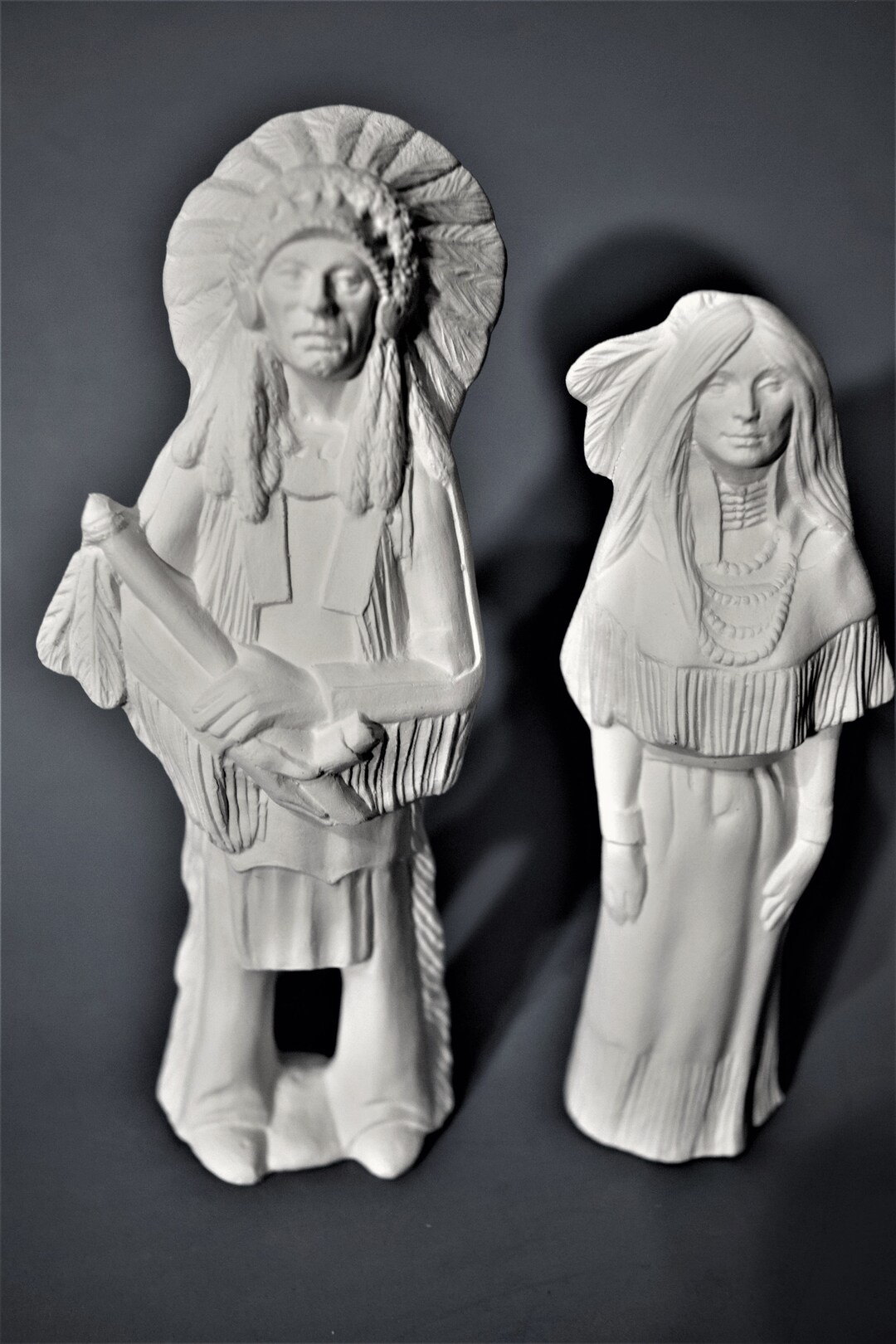 Native American Couple Ready to Paint. Ceramic Indian Chief U-paint ...