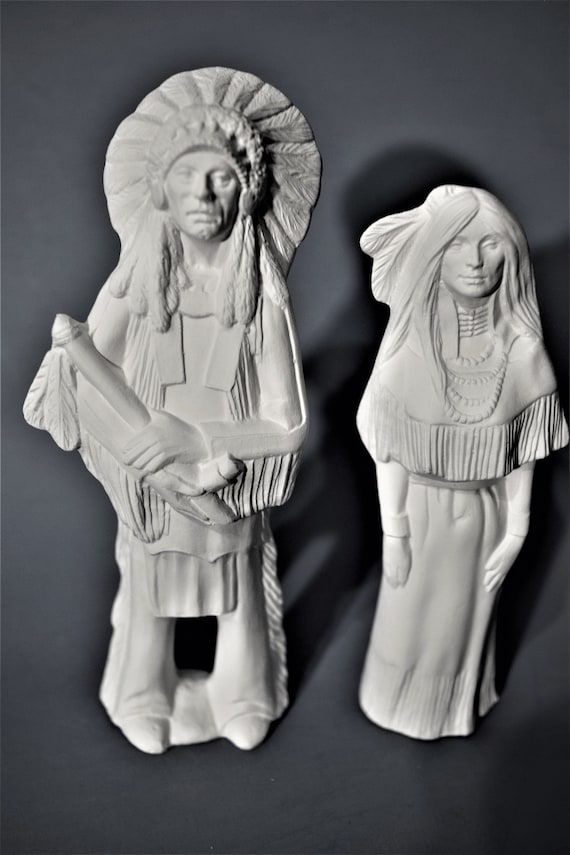 Native American Couple Ready to Paint. Ceramic Indian Chief | Etsy
