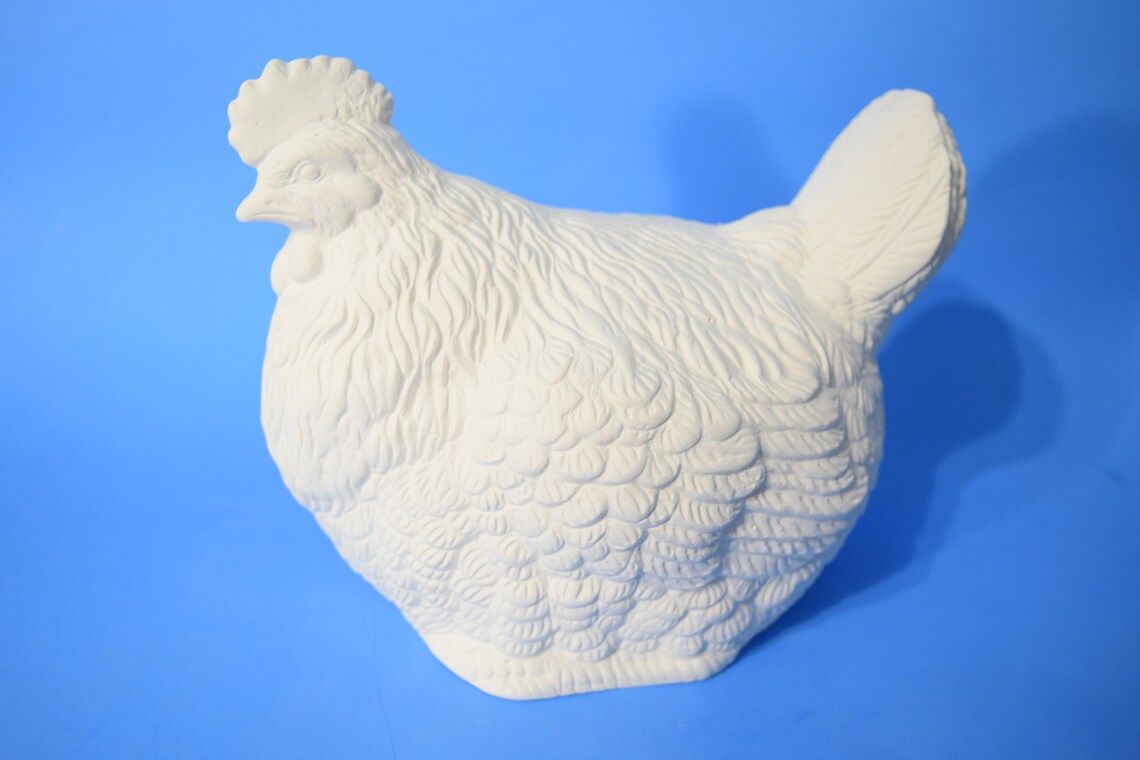 Hen Kitchen Figurine. Unfinished Ceramic Hen. Ceramic Bisque Hen. Large ...