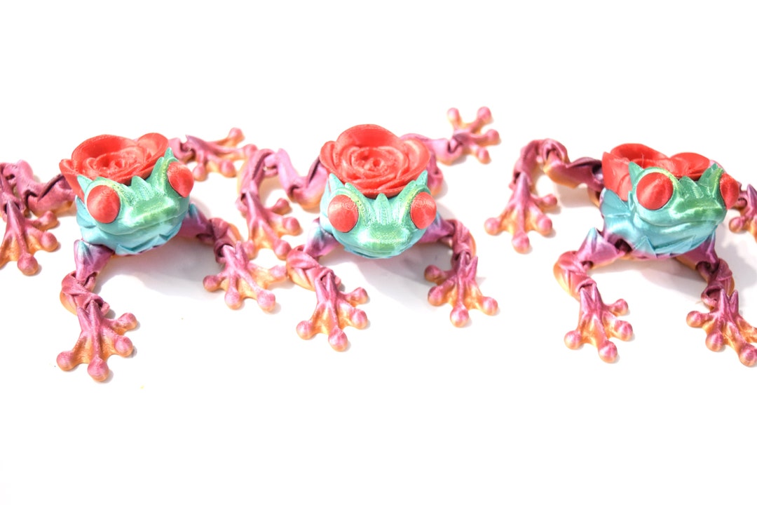 Rose Frog Articulated 3d Printed Fidget Figurine. Magnet Rose Frog ...