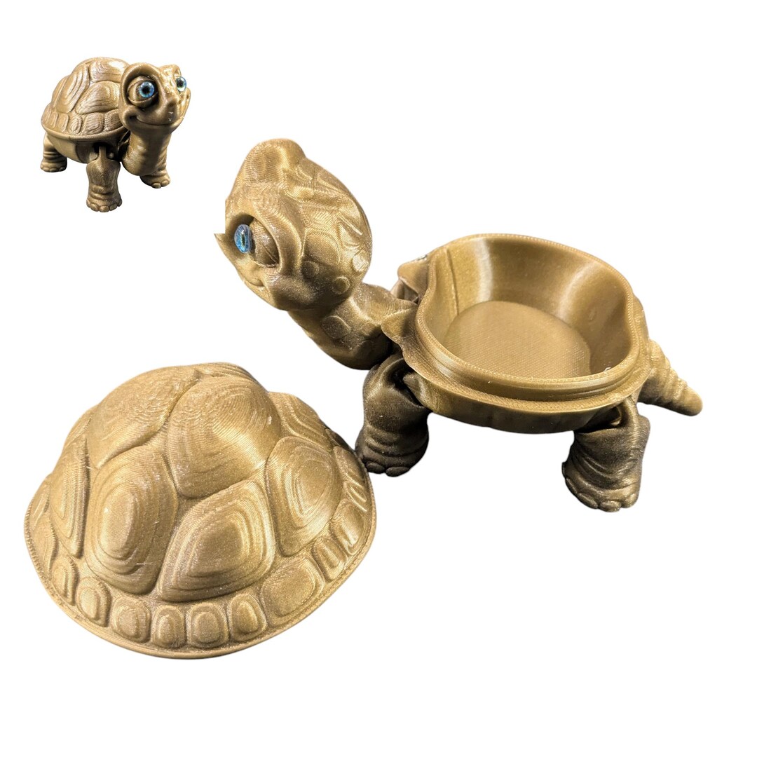 3D Printed Tortoise Box Toys. 3D Printed Articulated Turtle. Flexible ...