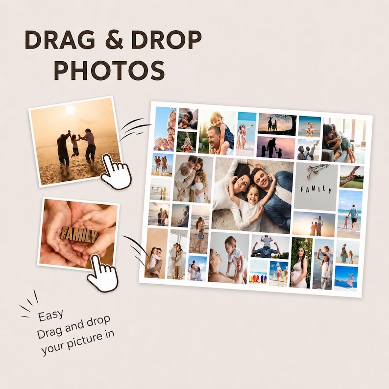 32 Photo Collage Canva Template, Minimalist Landscape Family Memory ...