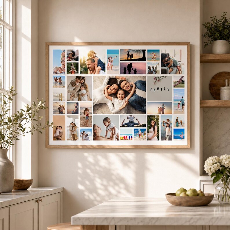 32 Photo Collage Canva Template, Minimalist Landscape Family Memory ...