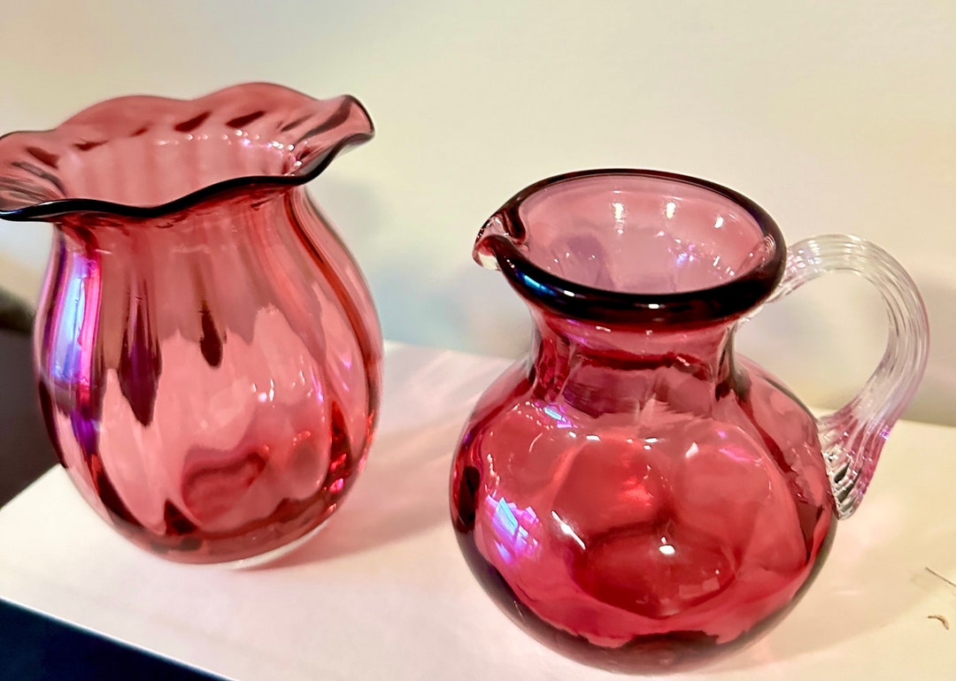 2 Pieces of Pilgrim Glass Company , A Cranberry Pitcher and a Lovely ...