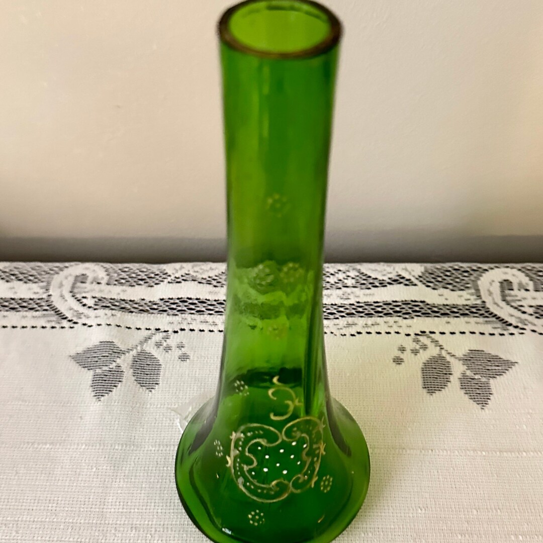 Moser Emerald Green Enameled Vase - Etsy